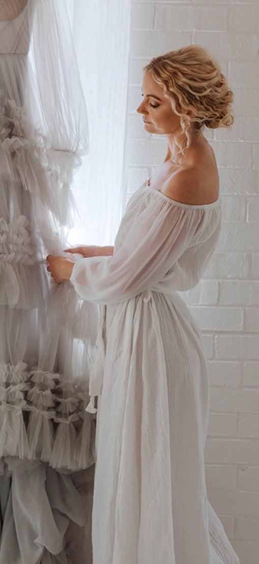 Pearl Button Down Gown – Vibe 'N Style